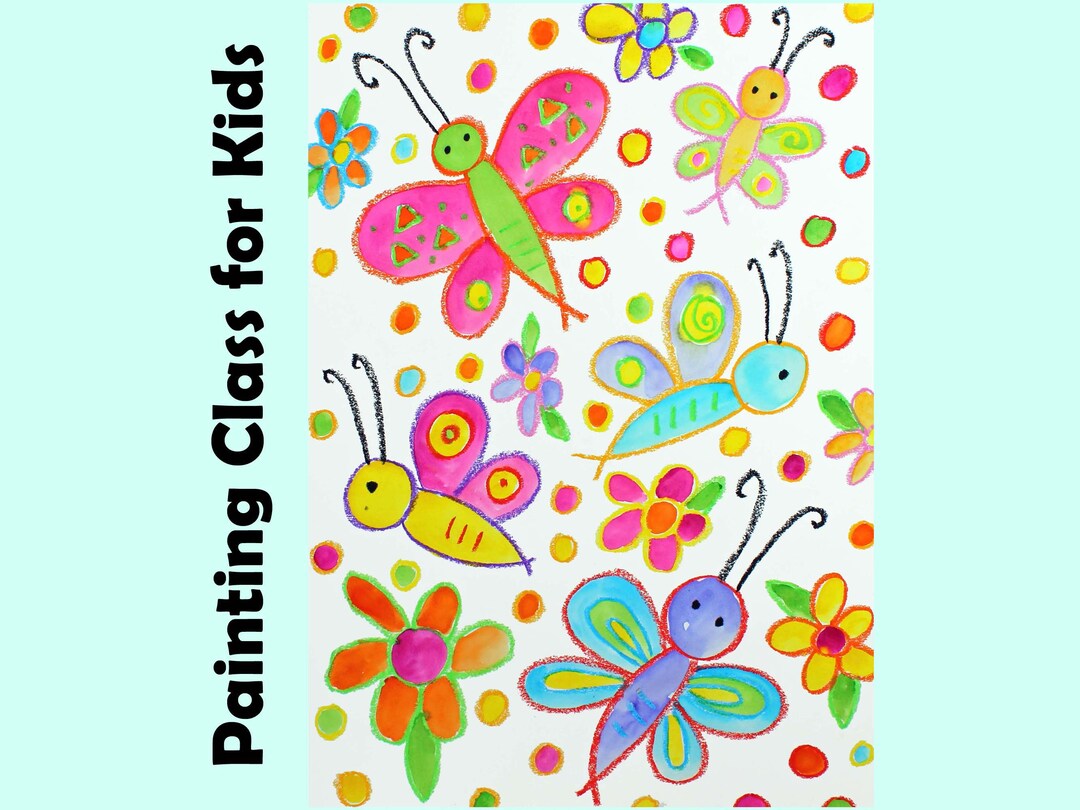 GARDEN BUTTERFLIES | Kid's Video Art Lesson | Drawing & Watercolor ...
