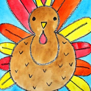 THANKSGIVING TURKEY | Kid's Video Art Lesson Drawing & Watercolor ...
