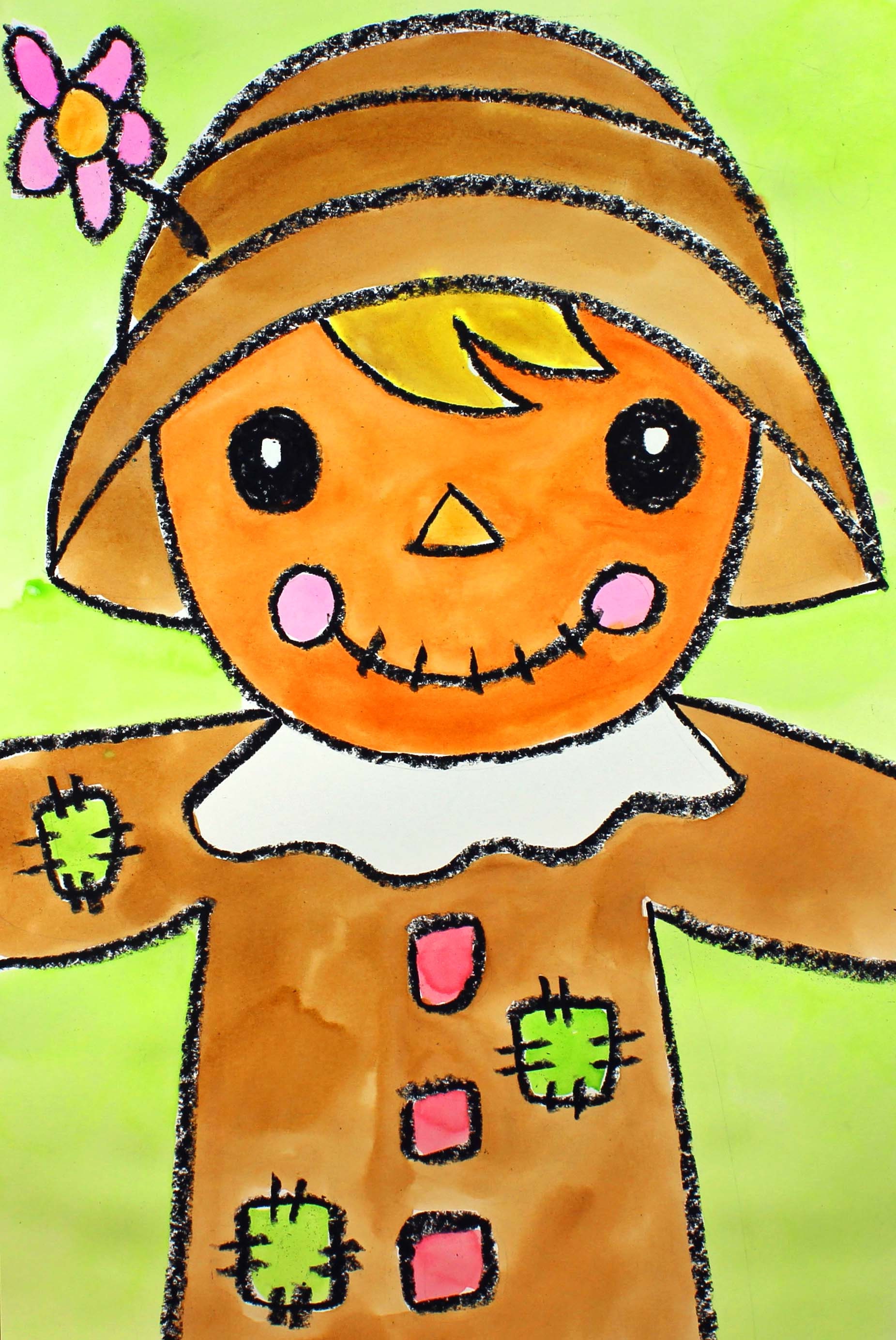 CUTE SCARECROW Kid's Art Lesson Step-by-step Drawing & Watercolor ...