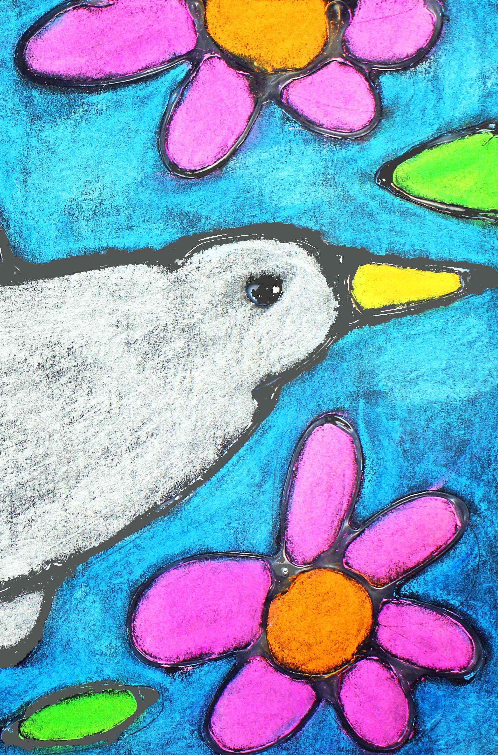 DOVE & FLOWERS by Diego Rivera Kids Chalk Pastel Art Lesson | Step-by ...