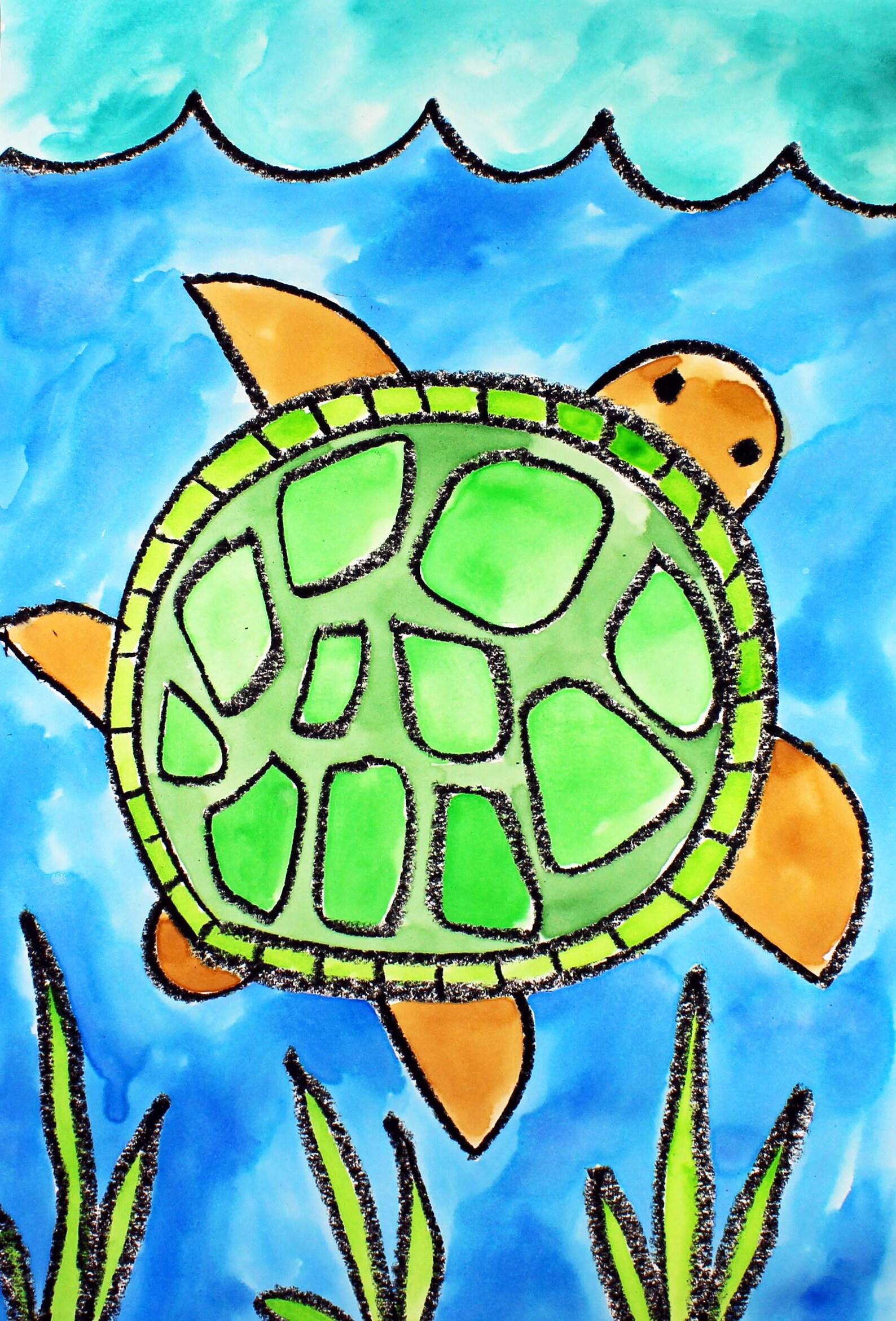 4 OCEAN ANIMALS Kids Art Lessons Step-by-step Drawing and Watercolor ...