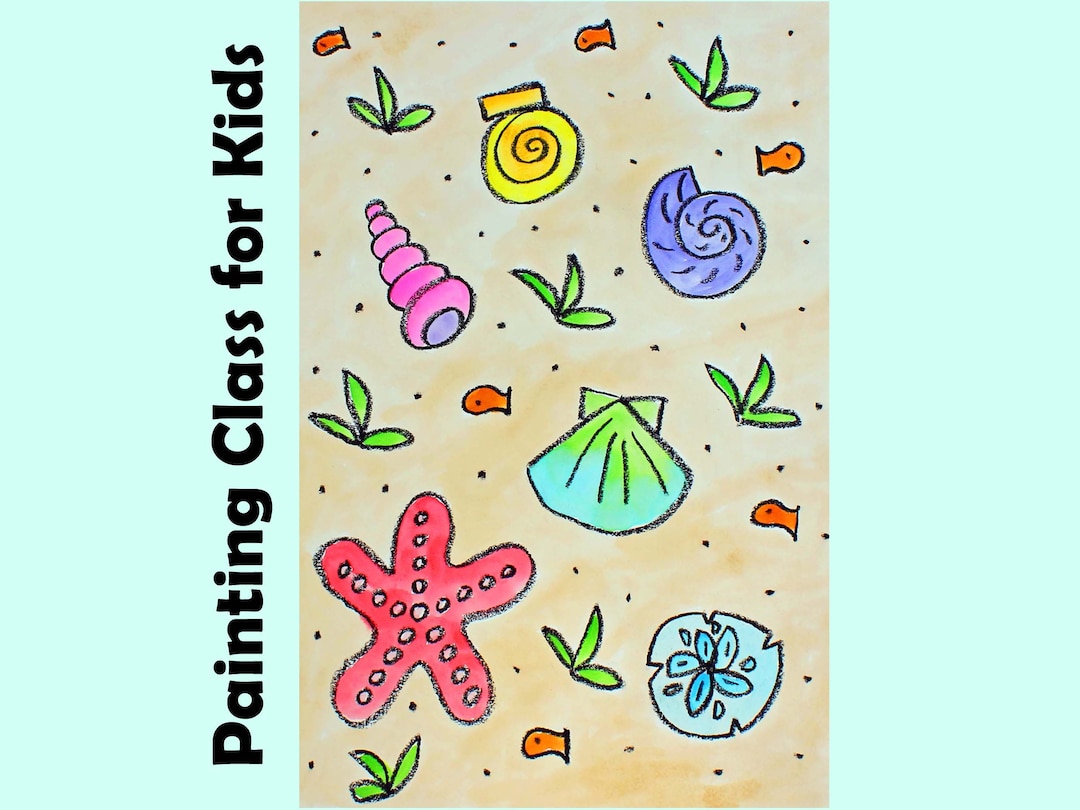 SEASHELLS | Kid's Video Art Lesson | EASY Drawing & Watercolor Painting ...