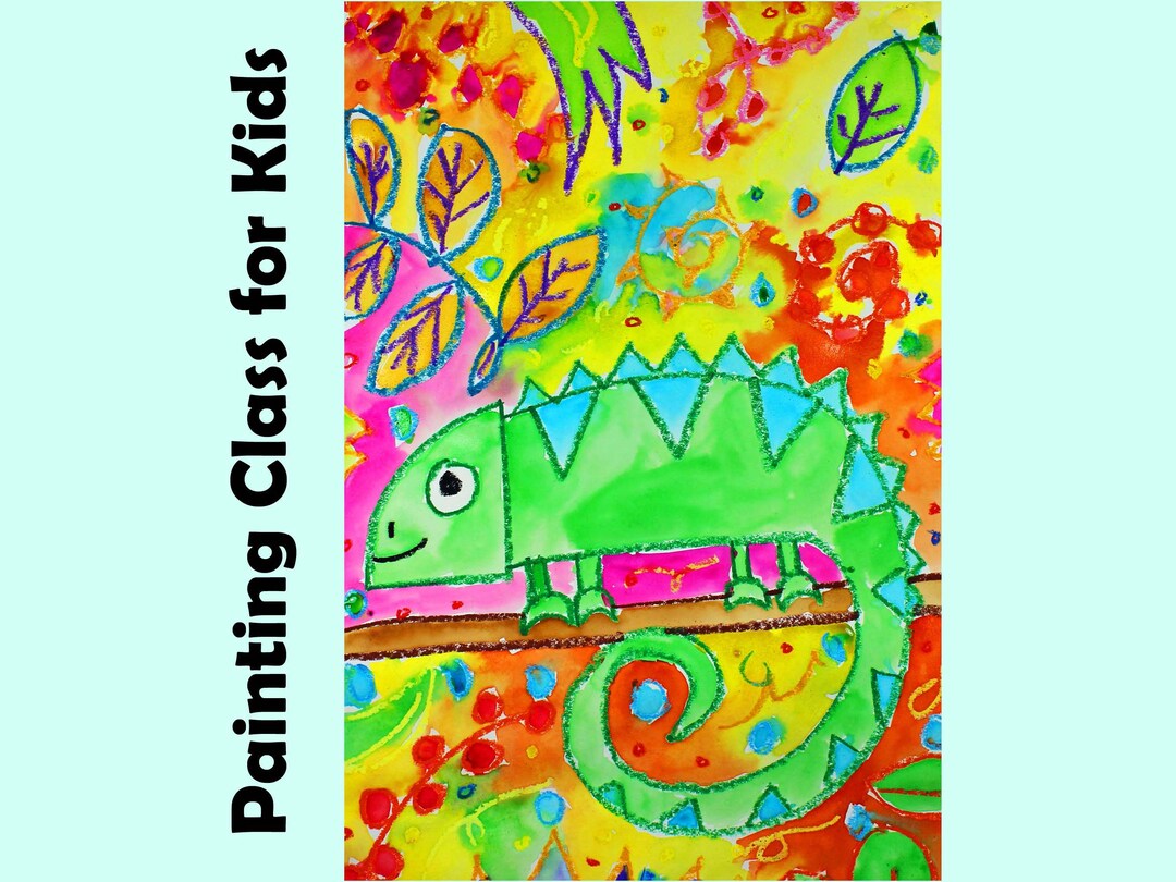 CHAMELEON | Kids EASY Art Lesson Step-by-step Drawing & Watercolor ...