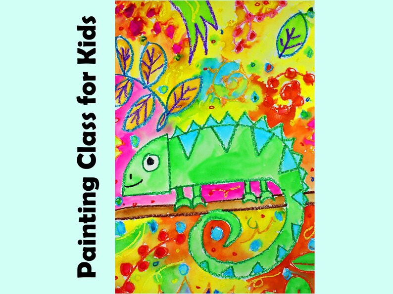 CHAMELEON | Kids EASY Art Lesson Step-by-step Drawing & Watercolor ...