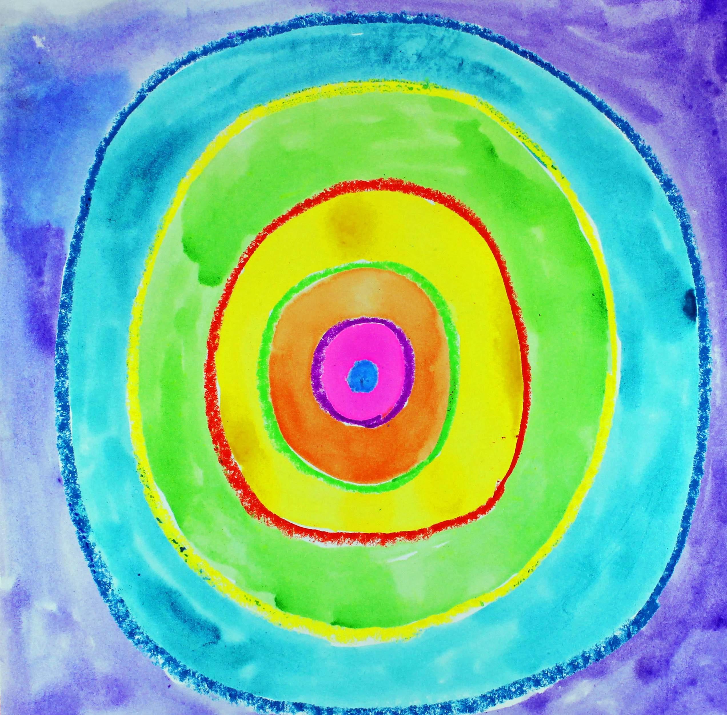 CONCENTRIC CIRCLES Kid's Art Lesson Step-by-step Drawing and Watercolor ...