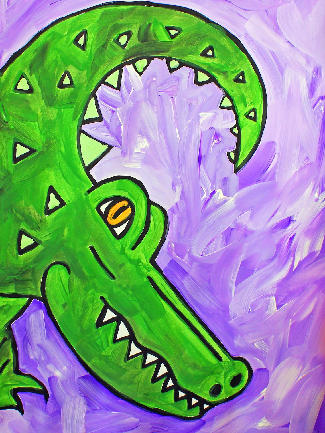 ALLIGATOR EASY Kids Art Lesson Step-by-step Drawing & Acrylic Painting ...