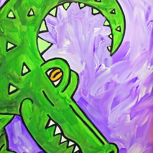 ALLIGATOR EASY Kids Art Lesson Step-by-step Drawing & Acrylic Painting ...