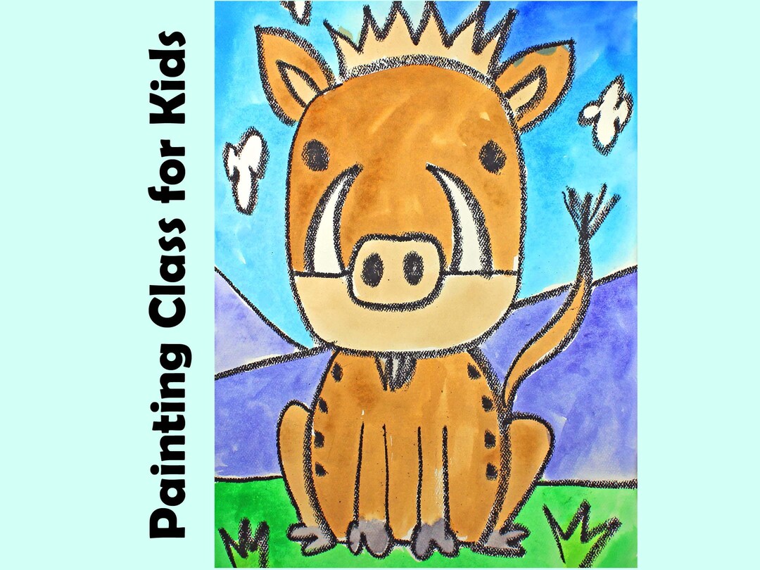 SAFARI WARTHOG | Kid's Video Art Lesson Drawing & Watercolor Painting ...