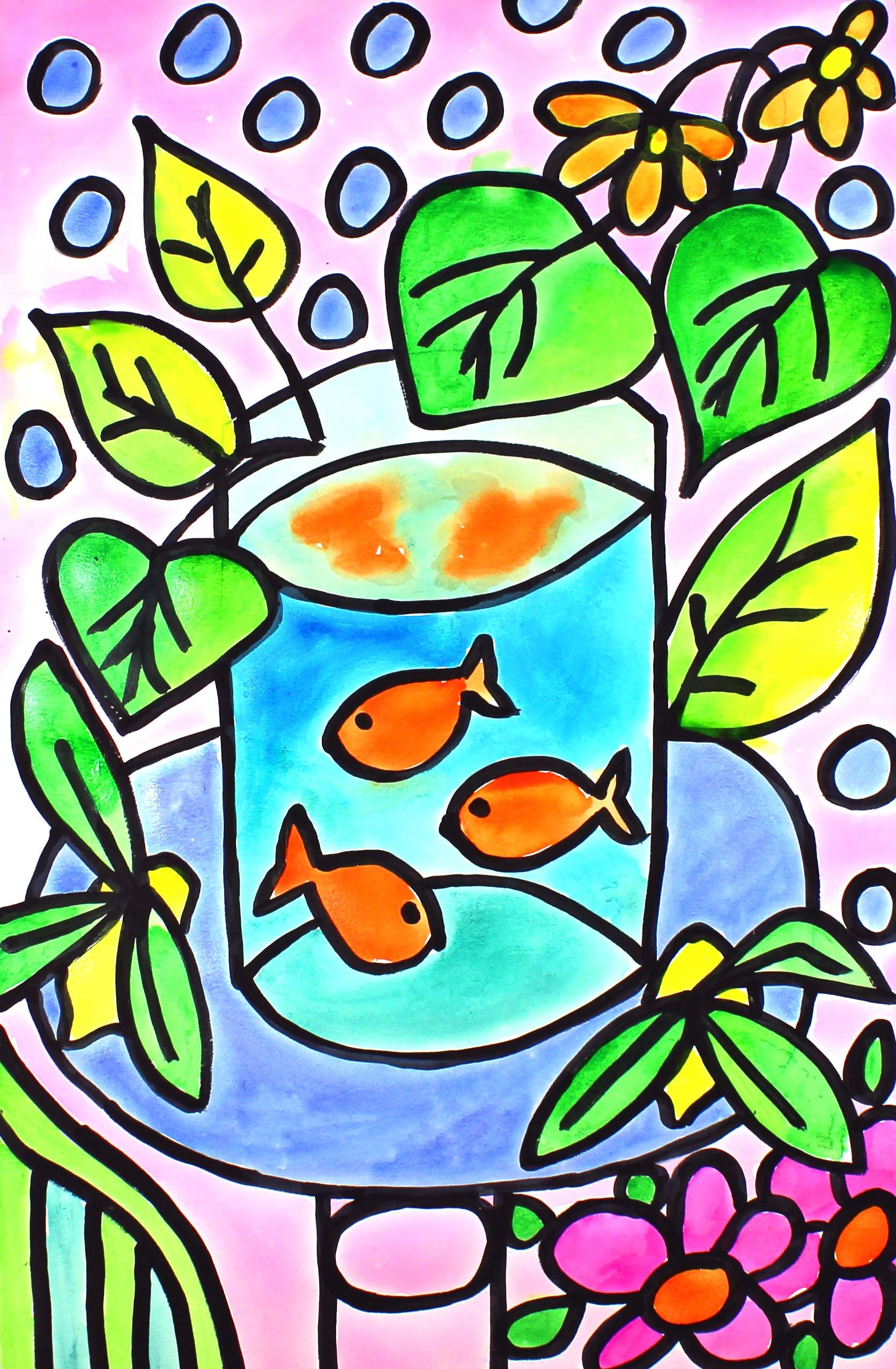 GOLDFISH by HENRI MATISSE Kids Art Lesson Step-by-step Drawing ...