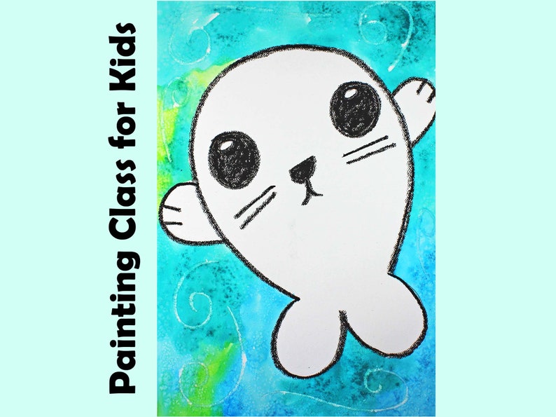 Baby Seal Art Lesson: Kids Directed Drawing Drawing & Watercolor ...