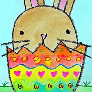 EASTER BUNNY in an EGG | Kids Art Lesson Drawing & Watercolor Painting ...