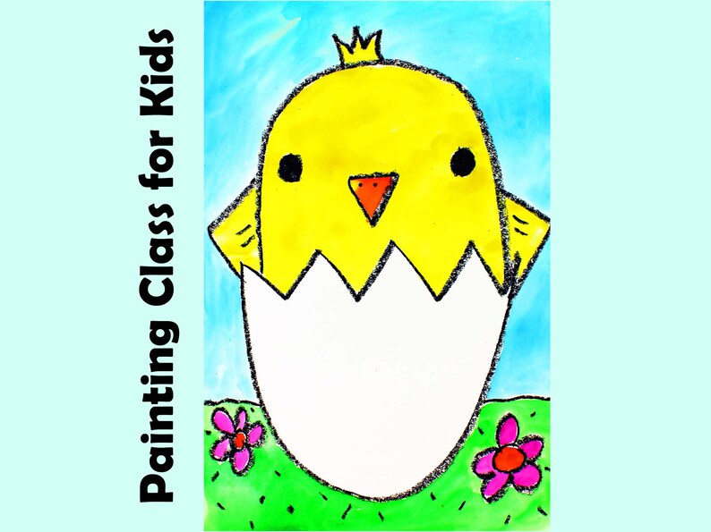 CHICK in an EGG | EASTER Kids Art Lesson Drawing & Watercolor Painting ...