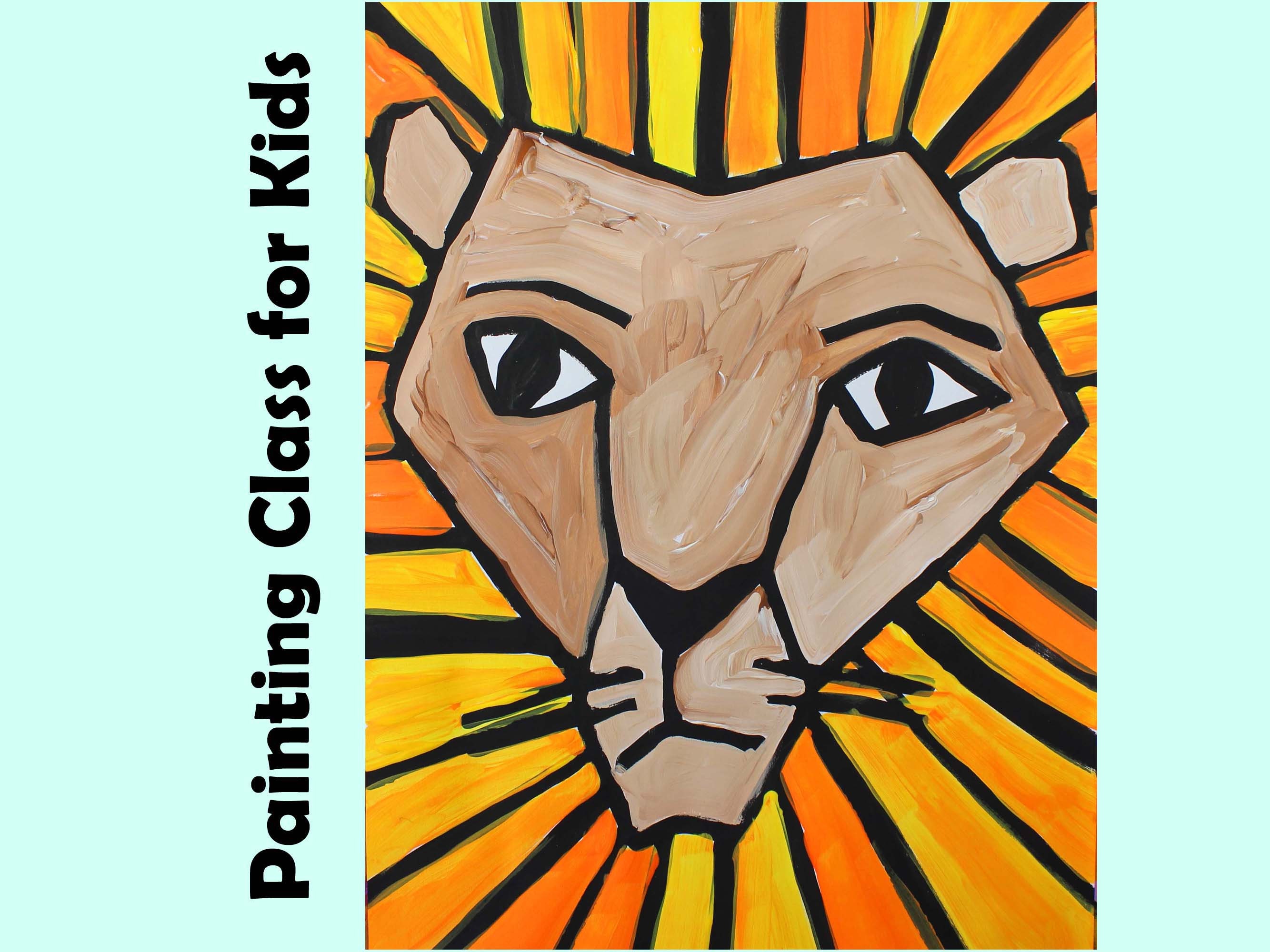 Lion Art Lessons Colorful Rainbow Lion Watercolor