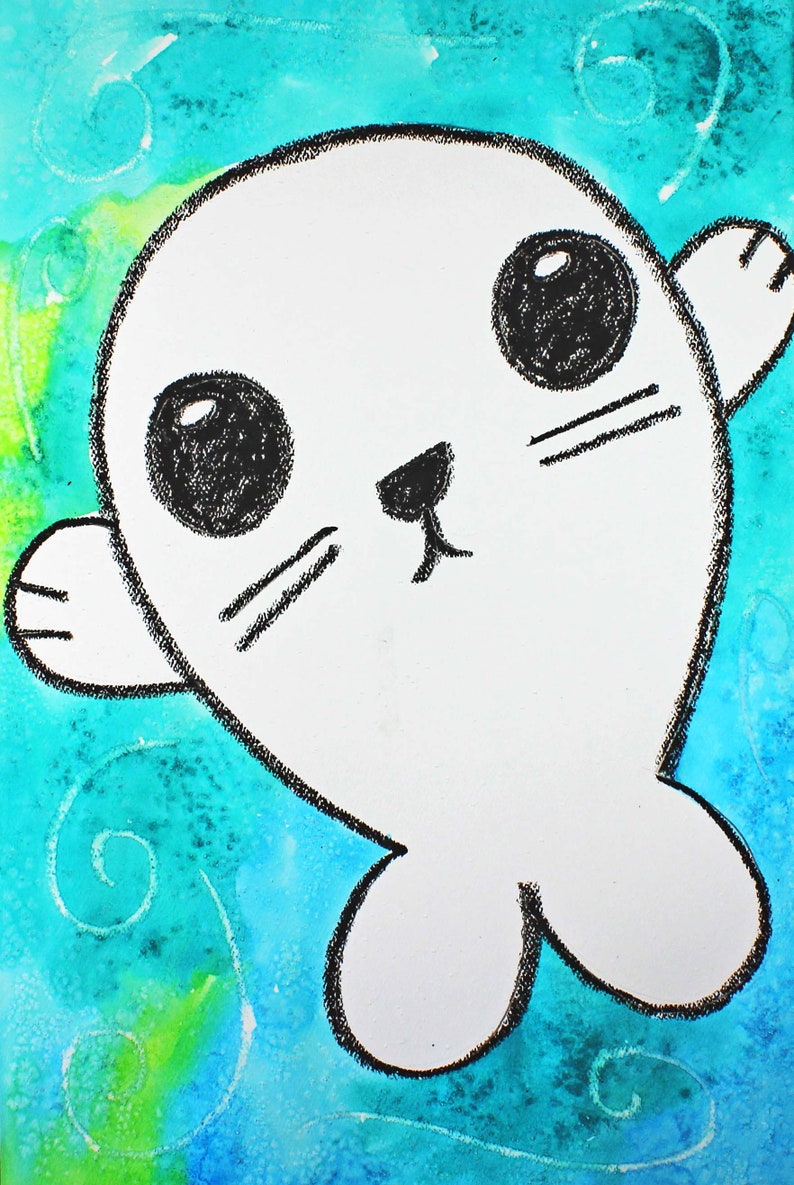 Baby Seal Art Lesson: Kids Directed Drawing Drawing & Watercolor ...