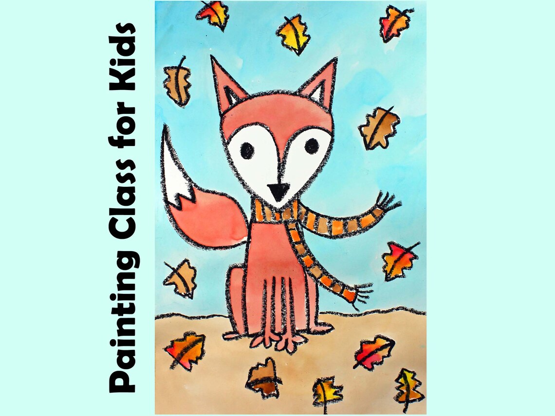 LITTLE AUTUMN FOX in the Fall | Kid's Video Art Lesson | Easy Drawing ...