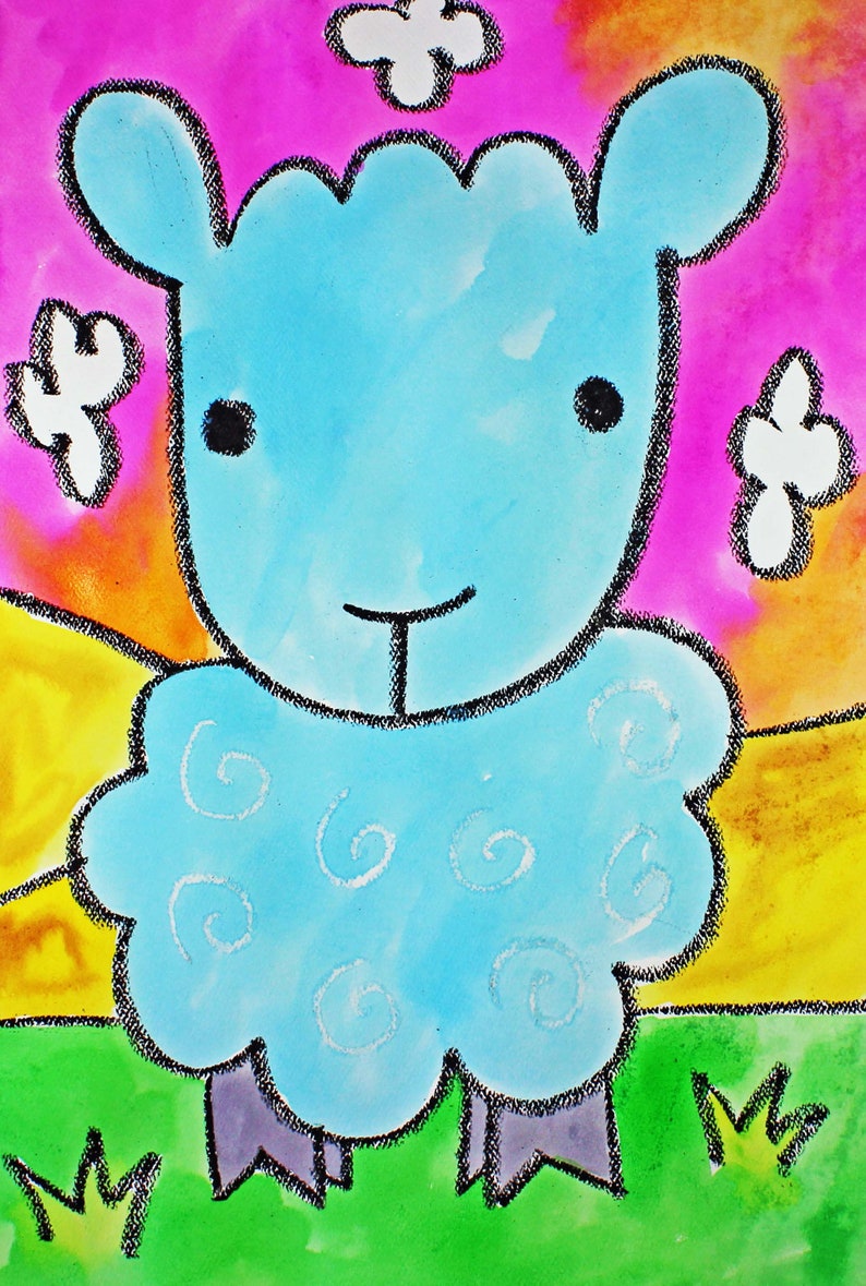 LITTLE SHEEP Kids Art Lesson Step-by-step Drawing & Watercolor Painting ...