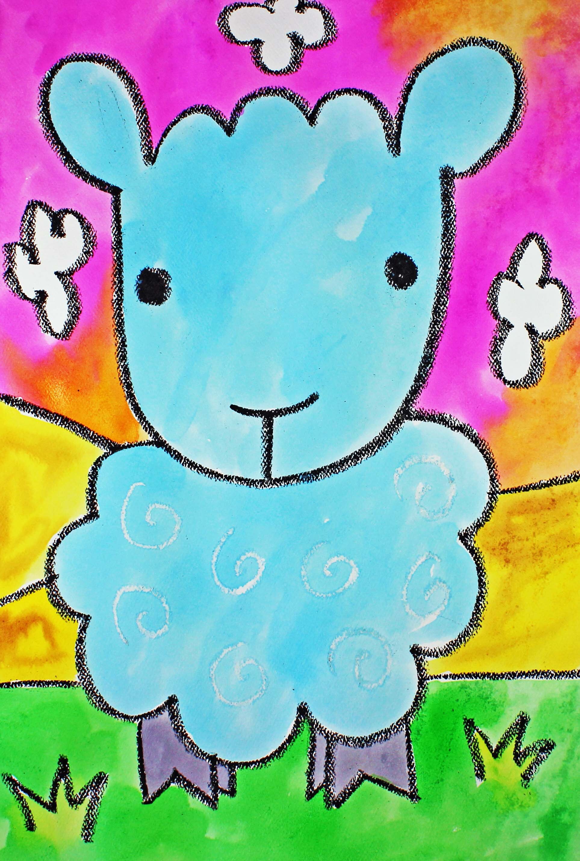 LITTLE SHEEP | Kids Art Lesson Step-by-step Drawing & Watercolor ...