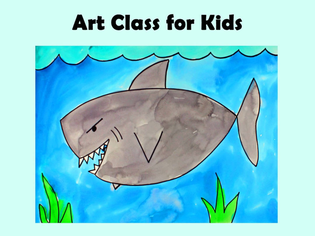 BIG DADDY SHARK | Easy Kid's Video Art Lesson | Drawing & Watercolor ...