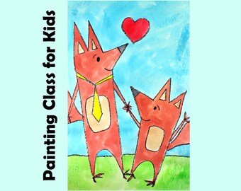 SLEEPING FOX Kids Art Lesson Step-by-step Drawing & Watercolor - Etsy