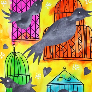 BIRDS in BIRDCAGES Kids Art Lesson Step-by-step Drawing - Etsy