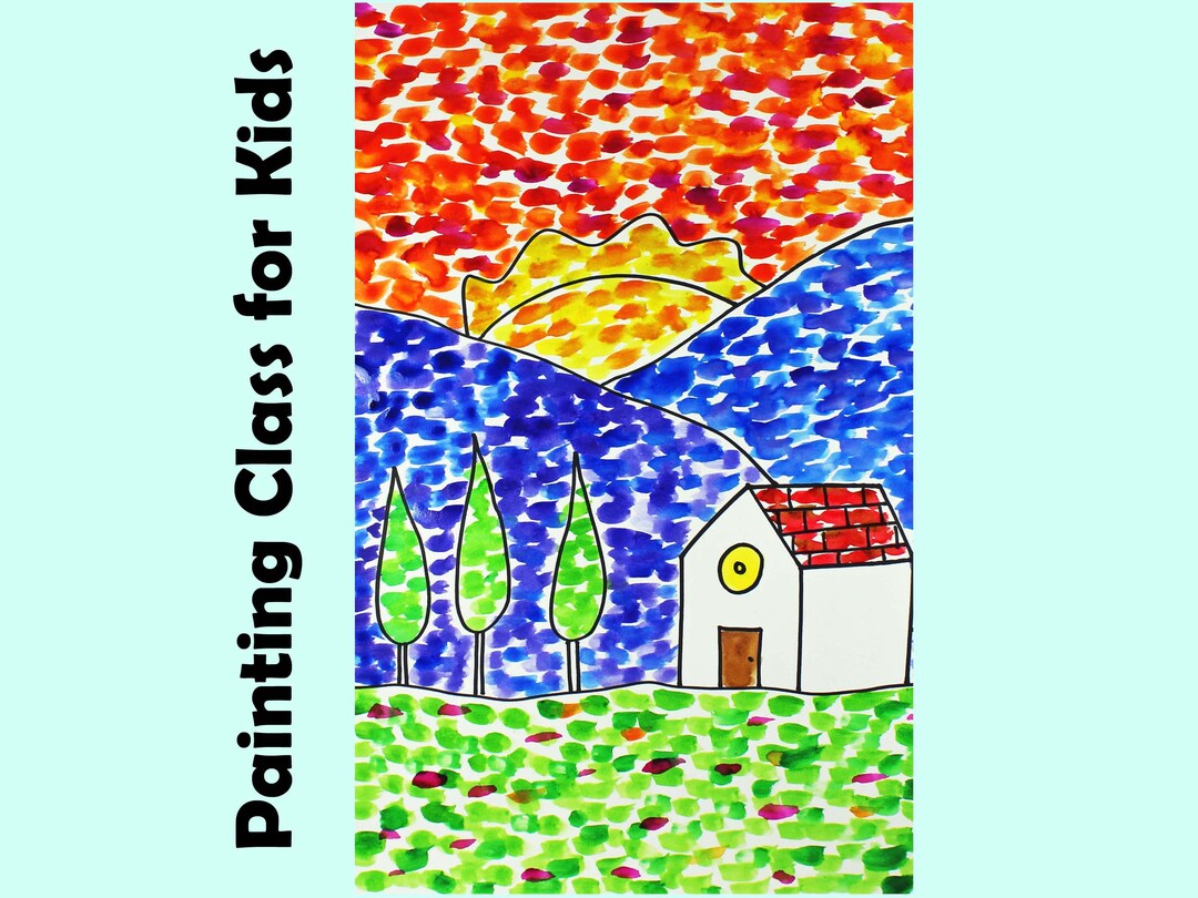 IMPRESSIONISTIC LANDSCAPE | Kid's Video Art Lesson | Directed Drawing ...