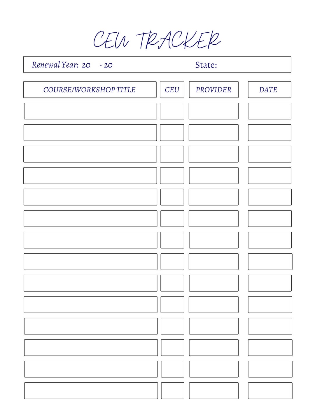 Continuing Education Tracker - Etsy