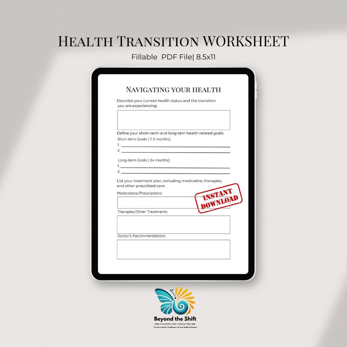 Health Transition Worksheet - Etsy