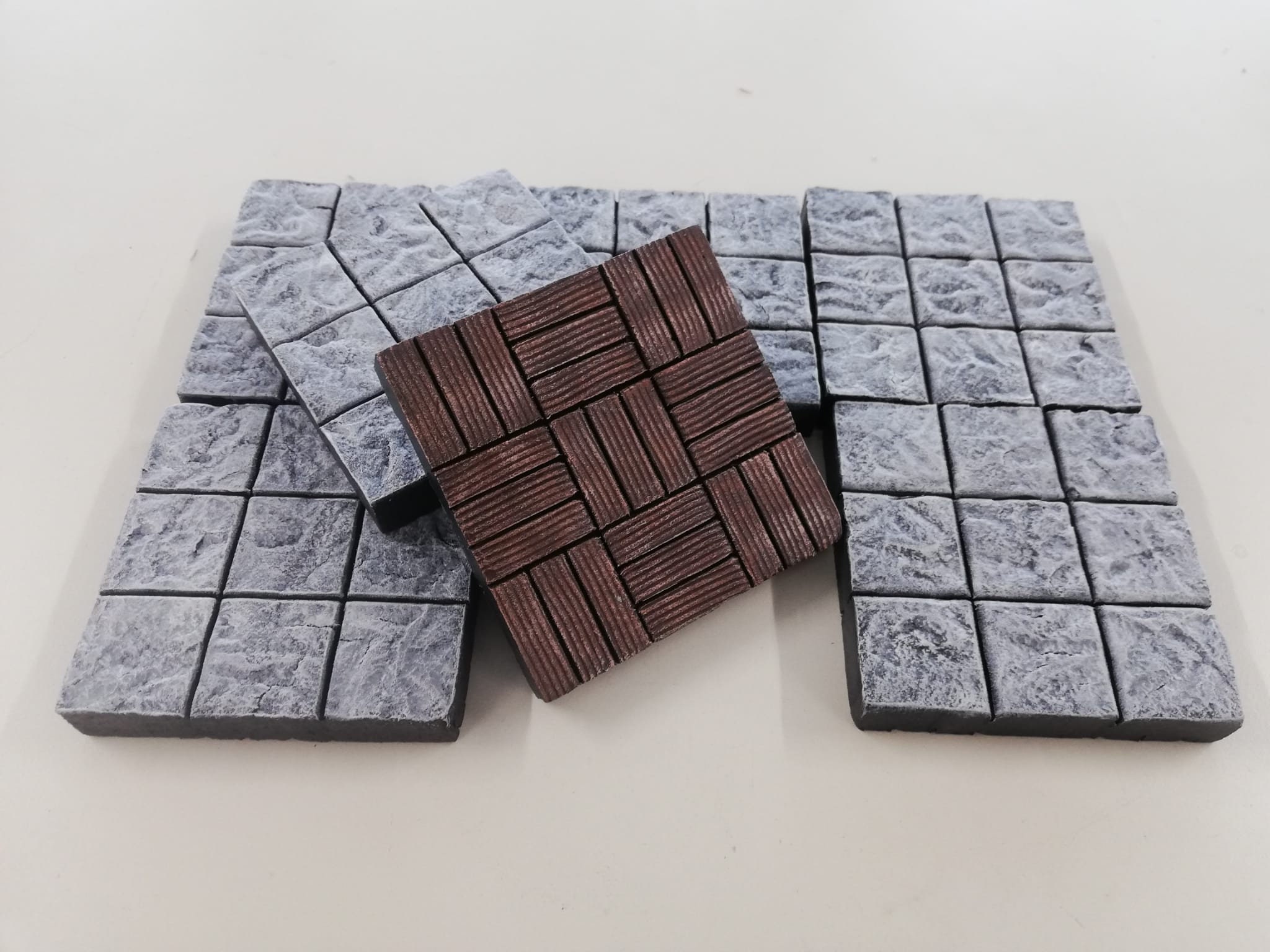 Two Sided Wood 9x9 cm or 3.5x3.5 Modular Tabletop Terrain Tiles Stone ...