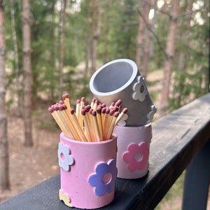Colorful Petal Matchstick Pot With Striker, Long Matches Holder ...