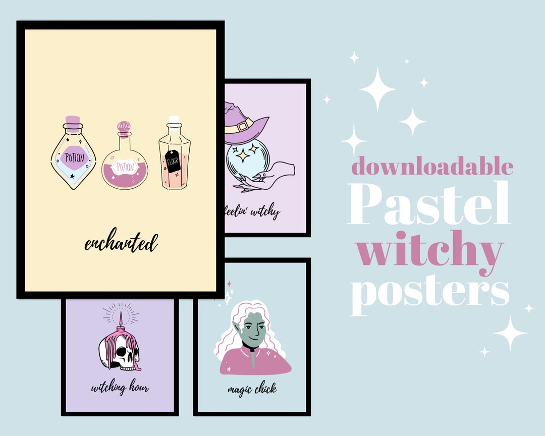 Downloadable Witchy Poster, Pastel Witchcraft, Witch Aesthetic, Pastel ...