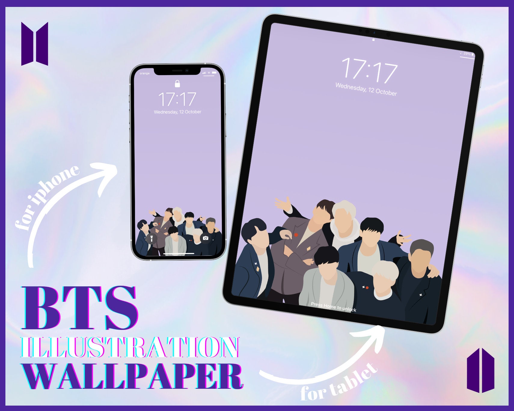 BTS Phone Wallpaper | BTS Illustration Wallpaper | BTS Minimalist ...