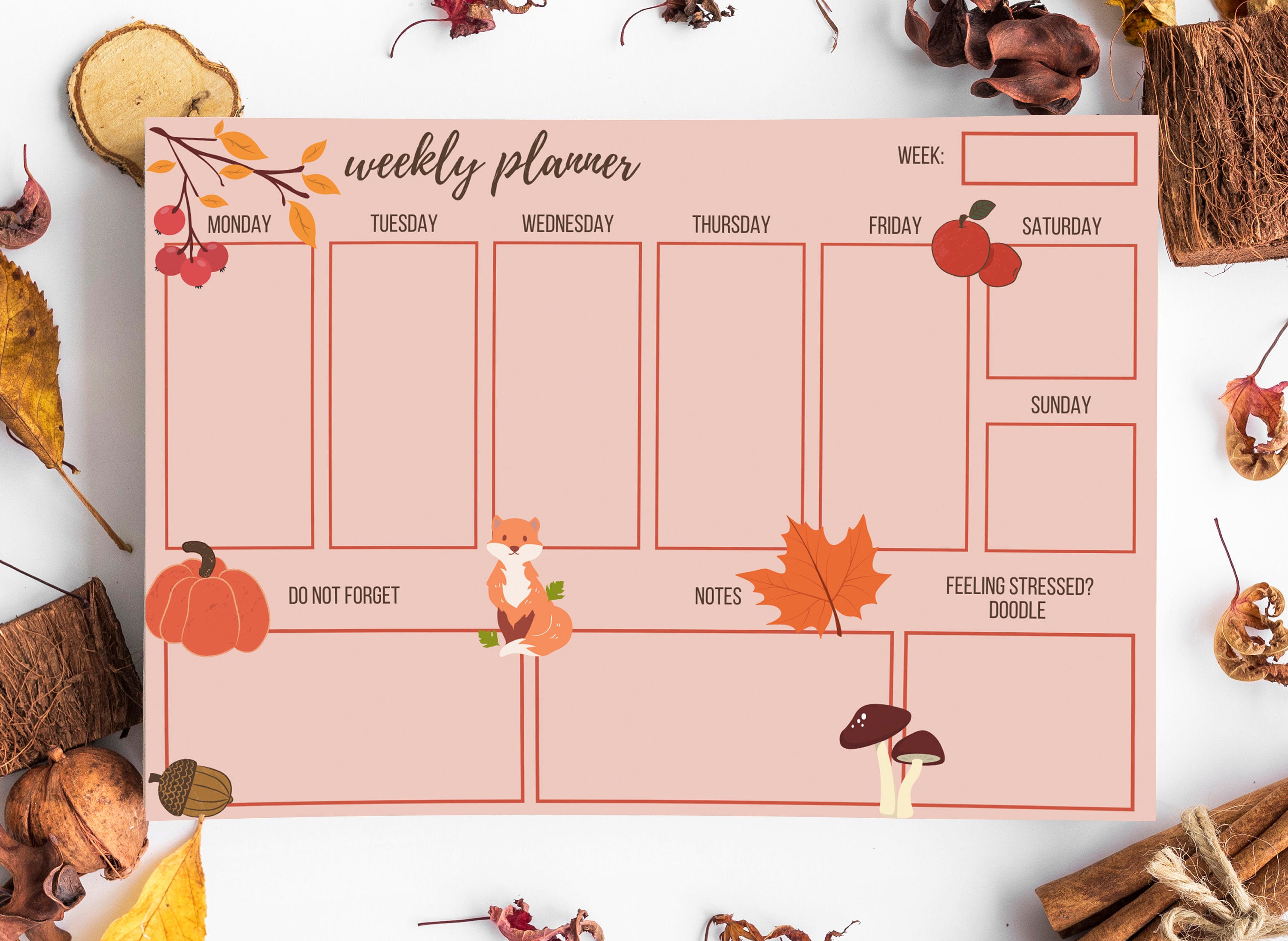 Weekly Printable Planner Task Planner Autumn Weekly - Etsy