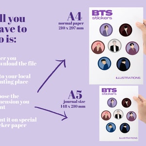BTS STICKERS, Downloadable and Printable Stickers, Stickers With ...