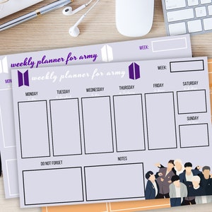 BTS Weekly Planner, BTS Illustrated Planner, Downloadable and Printable ...