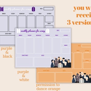 BTS Weekly Planner, BTS Illustrated Planner, Downloadable and Printable ...