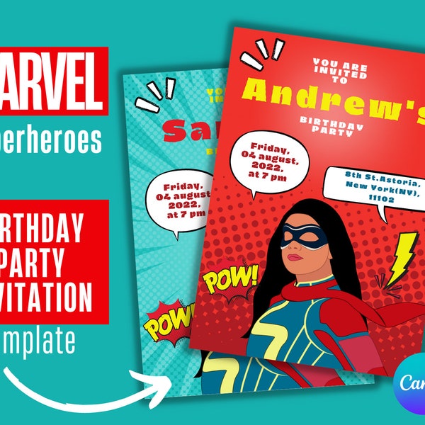 Superhero Birthday Downloadable Invitations - Etsy