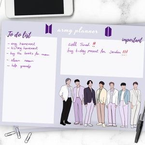 BTS Planner, BTS to Do List, Downloadable to Do List, Printable to Do ...