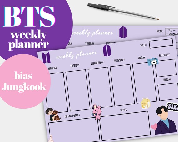 BTS Jungkook Weekly Planner BTS Planner Downloadable and - Etsy New Zealand