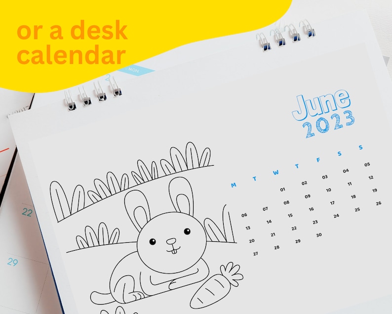 Downloadable Coloring Calendar, 2023 Calendar, Coloring Pages and ...