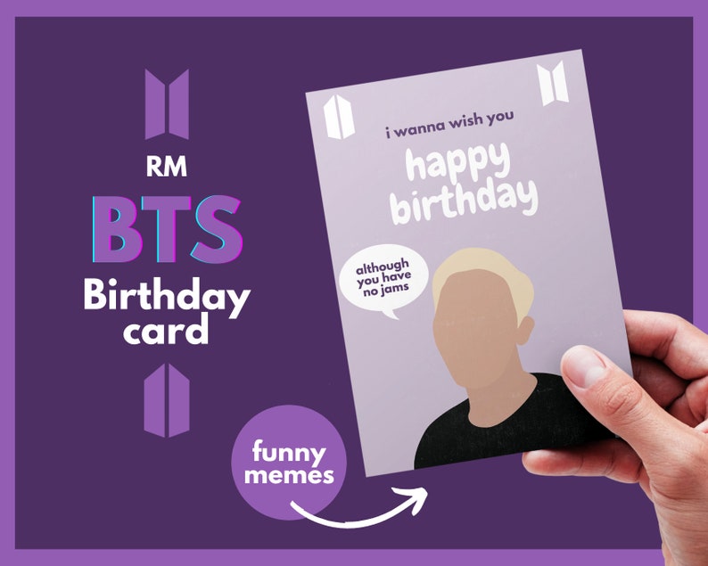 Printable BTS Birthday Card, RM, Meme, Funny Birthday Card for Army ...