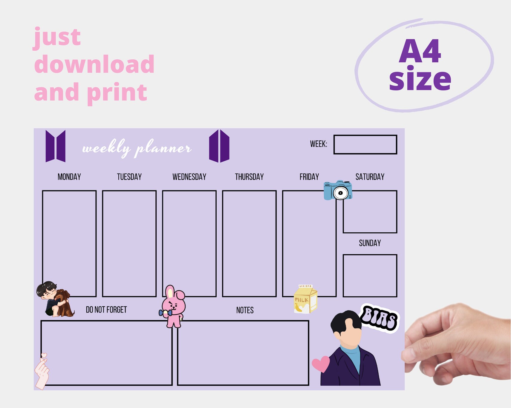 BTS Jungkook Weekly Planner | BTS Planner | Downloadable and Printable ...