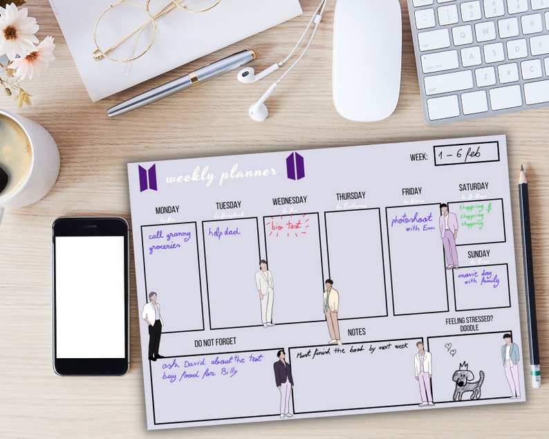 BTS Weekly Planner BTS Planner Printable Planner ARMY Weekly Planner ...