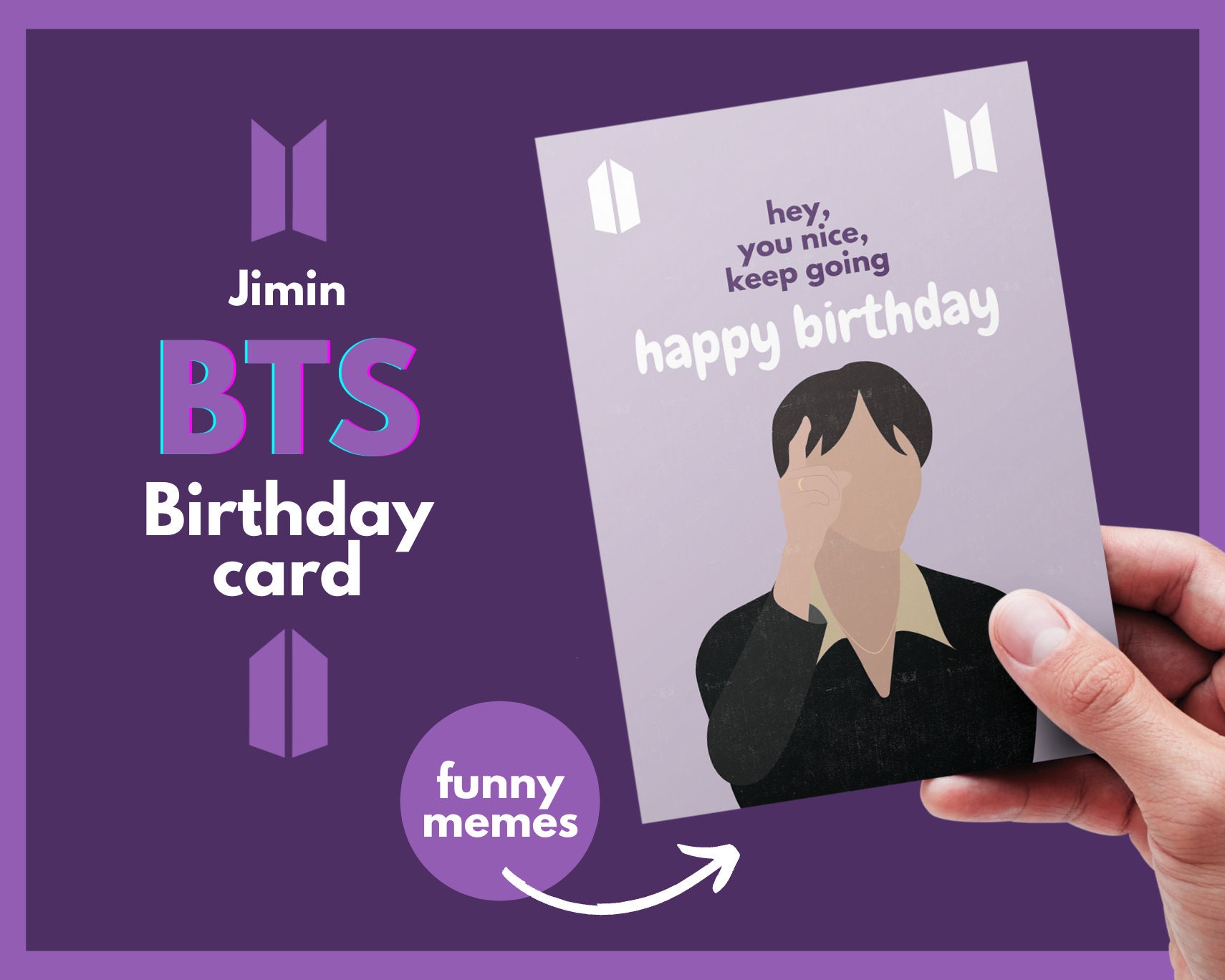 Printable BTS Birthday Card, Jimin, Meme, Funny Birthday Card for Army ...