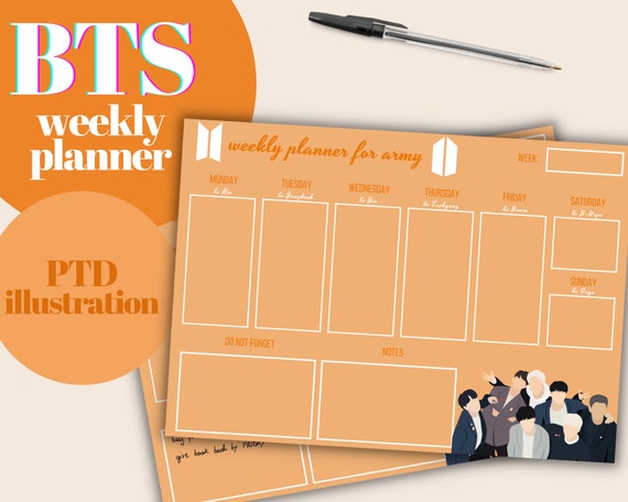 BTS Weekly Planner With Illustration BTS Planner Printable - Etsy