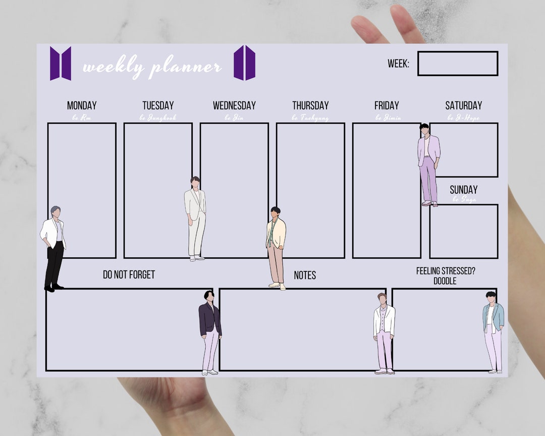BTS Weekly Planner BTS Planner Printable Planner ARMY Weekly Planner ...