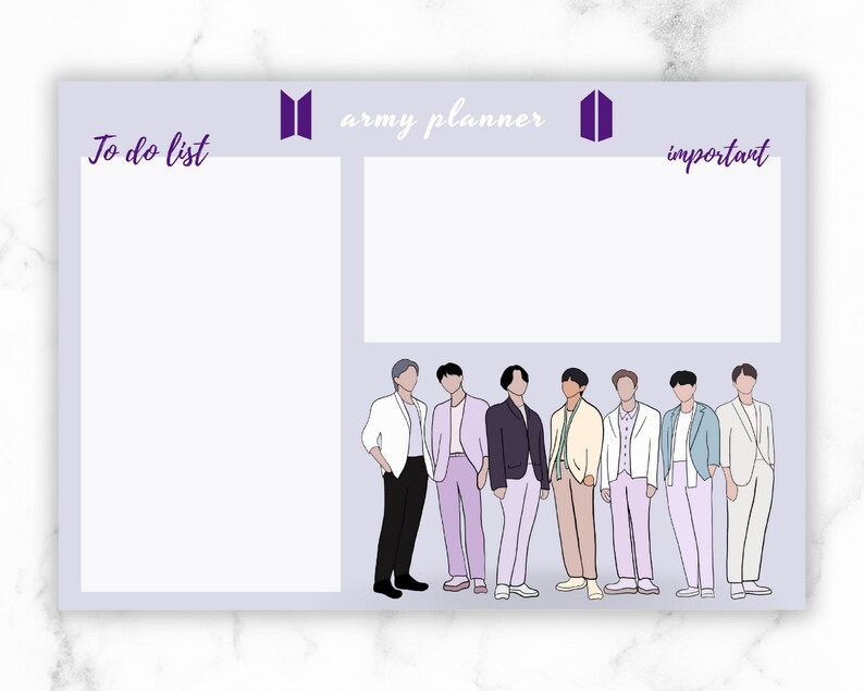 BTS Planner, BTS to Do List, Downloadable to Do List, Printable to Do ...