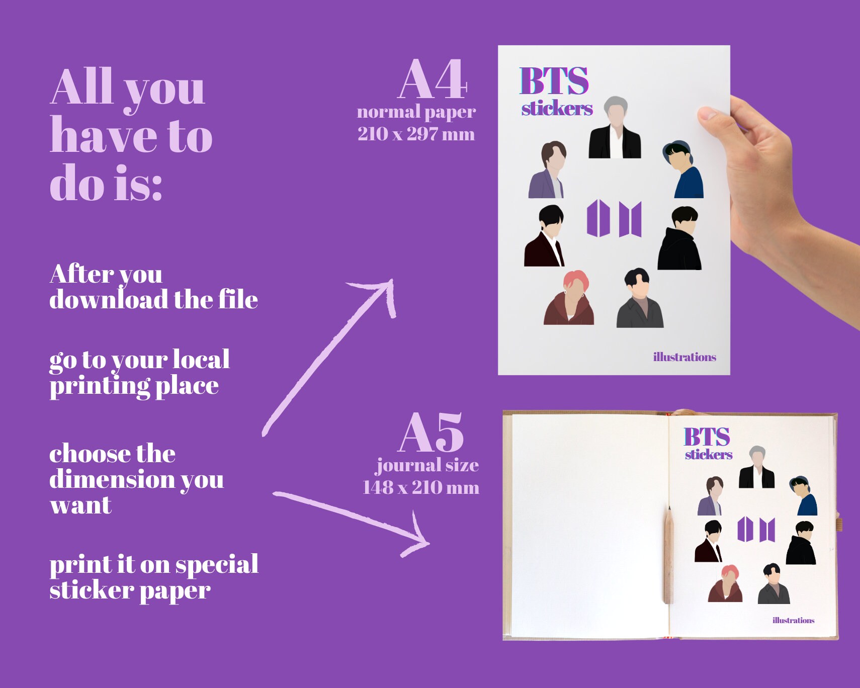 BTS STICKERS, Downloadable and Printable Stickers, Stickers With ...