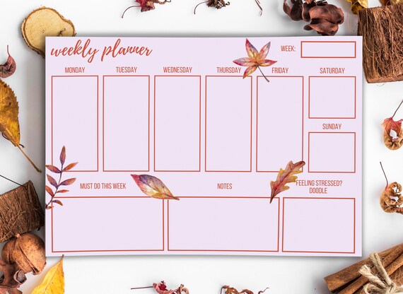 Weekly Printable Planner Task Planner Autumn Weekly - Etsy
