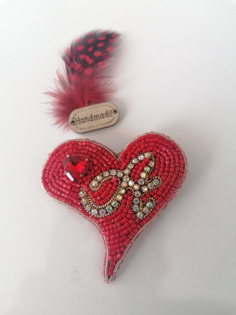 Red Heart Broochred Gold Heart Broochvalentine Giftheart - Etsy