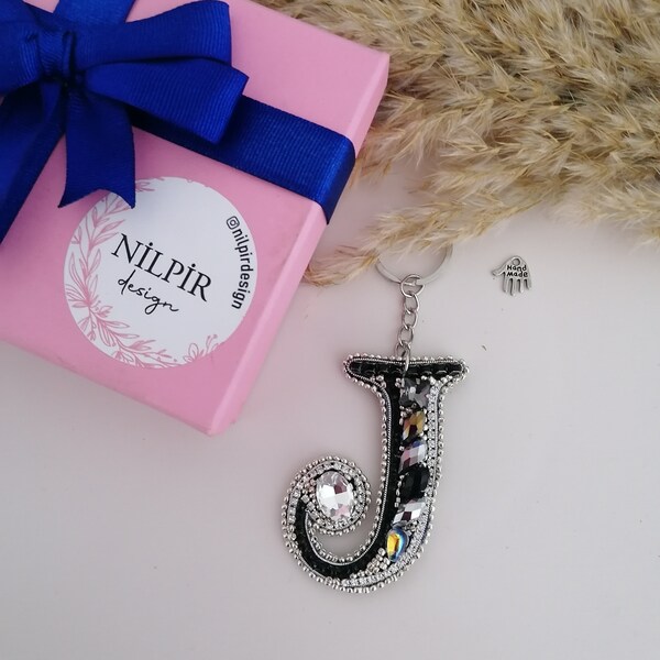 Letter Key Chain - Etsy